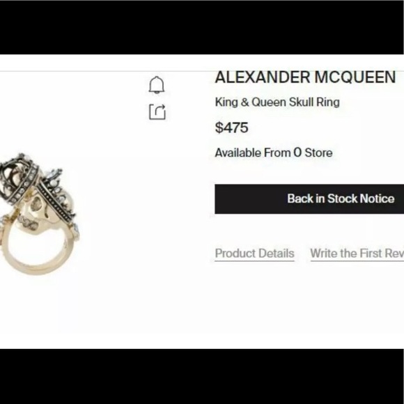 Alexander McQueen | Jewelry | Alexander Mcqueen Kingqueen Skull Ring Sz 7725 | Poshmark